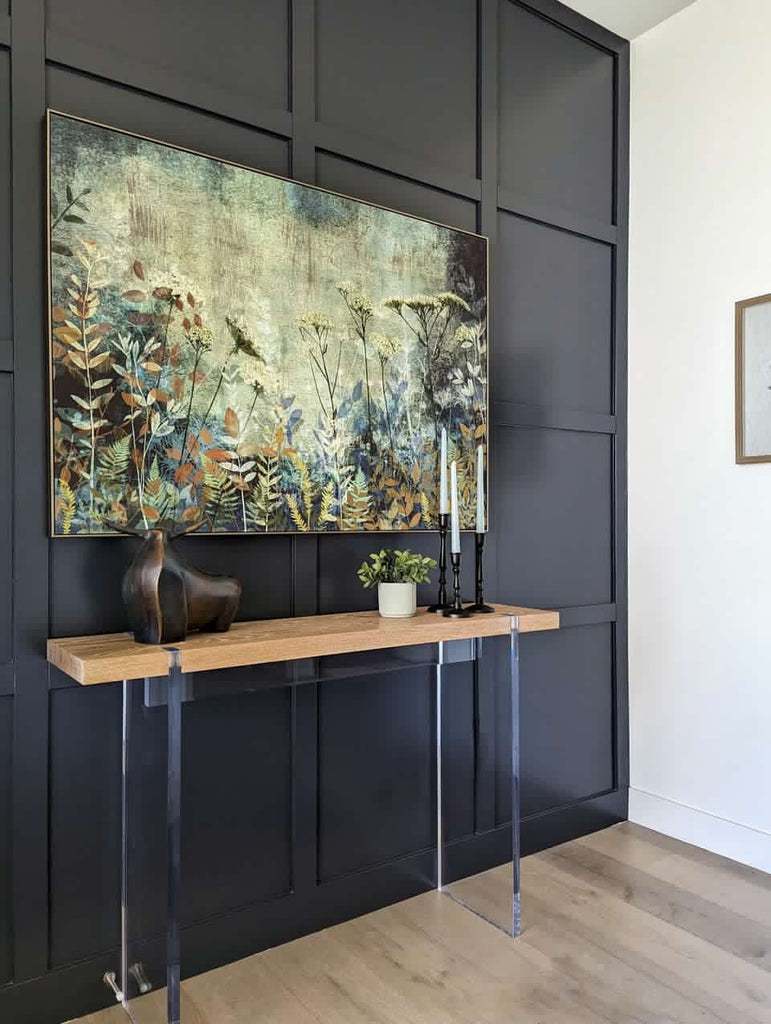 Tillikum Torched Console: Contemporary Elegance with Acrylic Legs ...