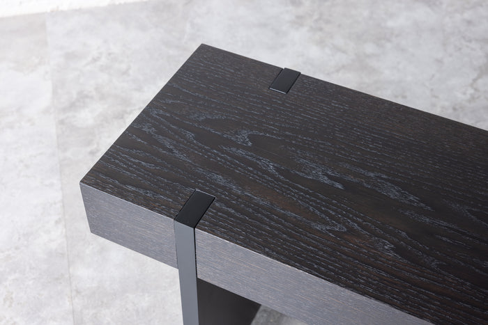 Solid Blackened Oak & Matte Black Bench | Autonomous Furniture Canada