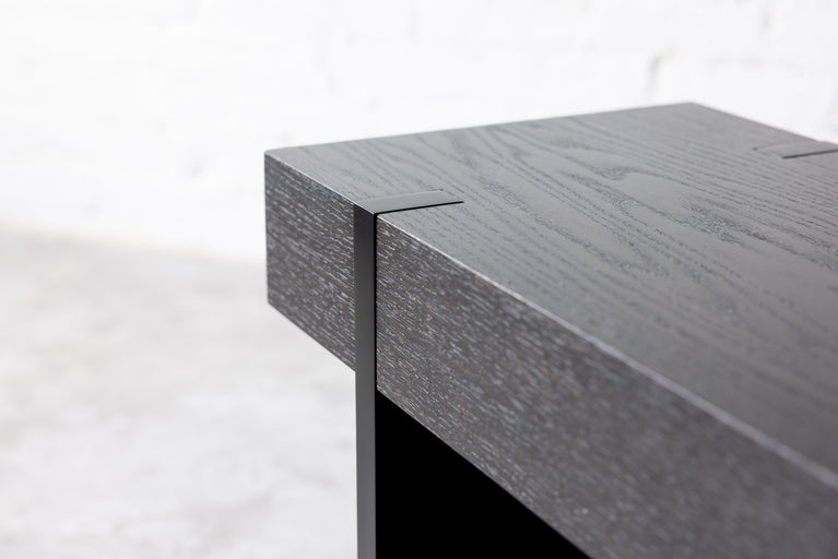 Solid Blackened Oak & Matte Black Bench | Autonomous Furniture Canada