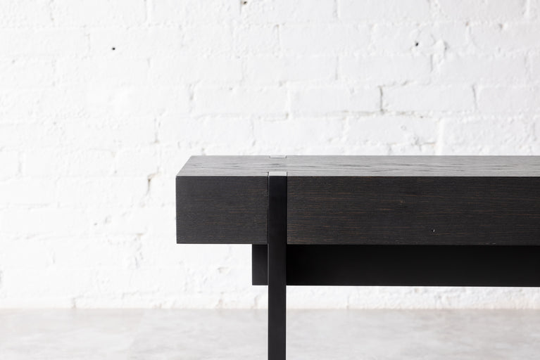 Solid Blackened Oak & Matte Black Bench | Autonomous Furniture Canada