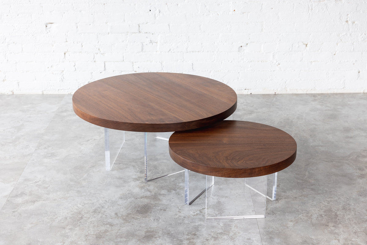 Contemporary Round Walnut Nesting Coffee Table Set – Autonomous Furniture