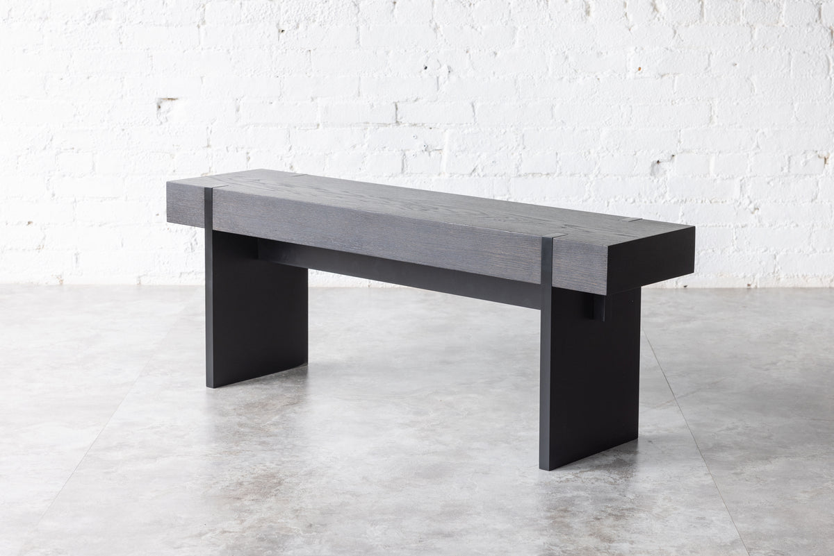 Solid Blackened Oak & Matte Black Bench | Autonomous Furniture Canada