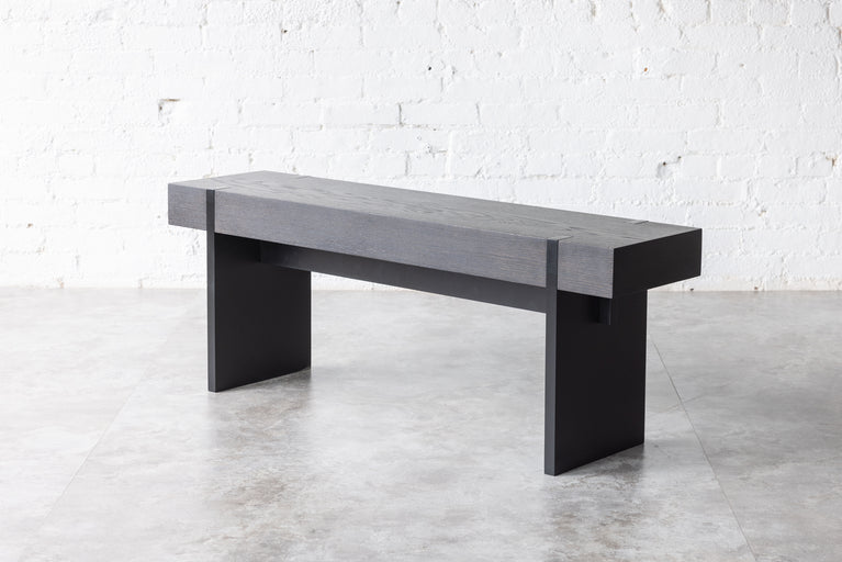 Solid Blackened Oak & Matte Black Bench | Autonomous Furniture Canada